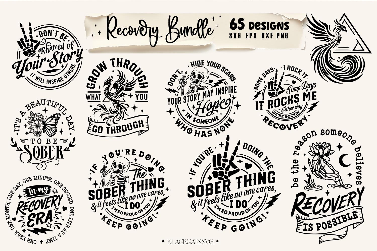 Recovery Bundle 65 Designs SVG, Sobriety Svg, Addiction Recovery Svg ...