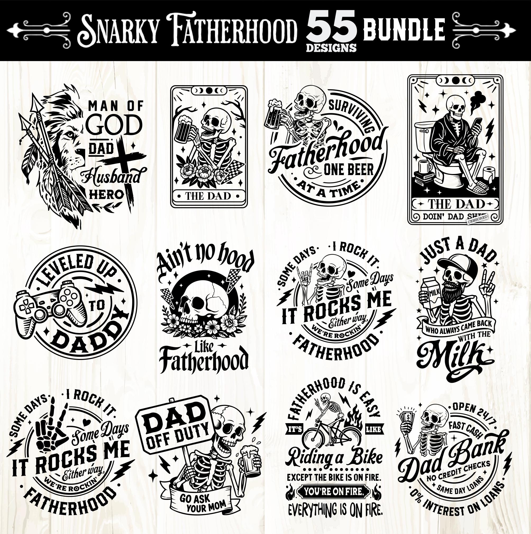 Fathers Day Svg, Fatherhood Skulls Bundle 55 Designs SVG, Funny ...