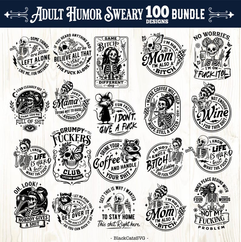 Adult Humor Bundle 100 Designs SVG, Sweary Quotes Svg, Sarcastic Bundle ...