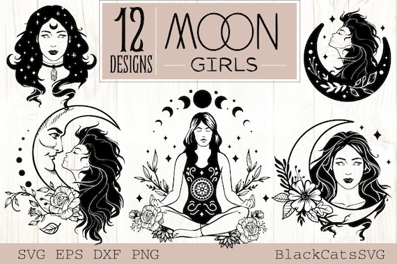 Moon Girls Celestial Girls Magic Girls SVG 12 Designs - Etsy