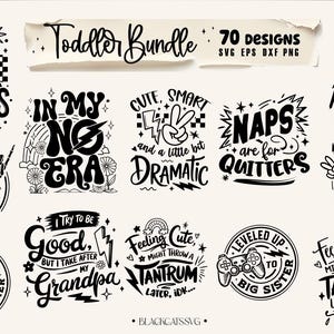 Toddler Bundle 70 Designs SVG, Funny Toddler Svg, Rad Kid Svg, Kid Era ...