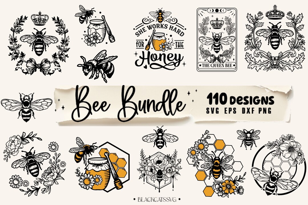 Bee Bundle 110 Designs SVG, Bee Svg, Queen Bee Svg Bundle, Bee Clipart ...