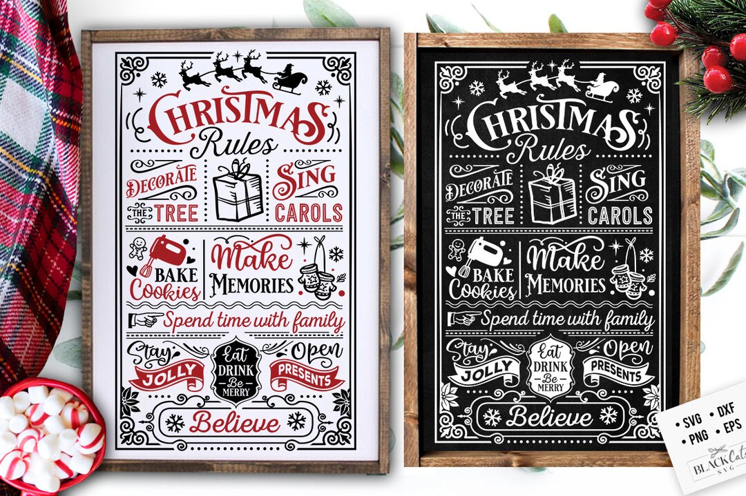 Christmas Rules Svg, Christmas Wall Art Svg, Christmas Subway Svg ...