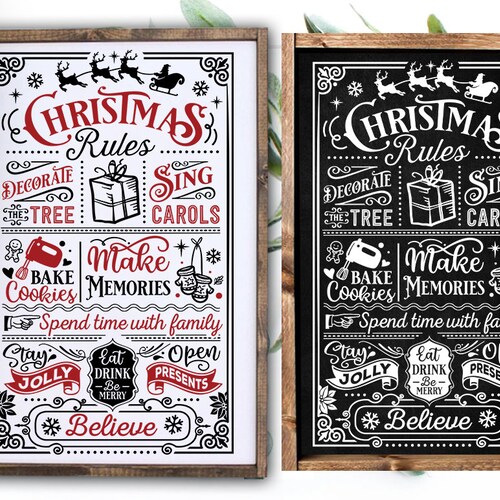 Christmas Rules Svg Christmas Wall Art Svg Christmas Subway - Etsy