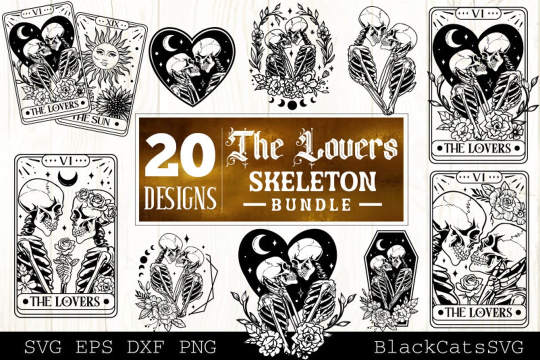 The Lovers Bundle Svg The Lovers Tarot Card Svg Skeleton Lovers Svg
