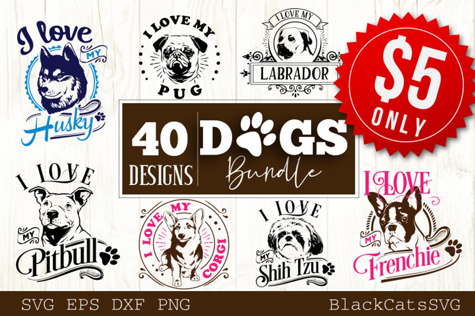 Dogs SVG Bundle 40 Designs - Etsy