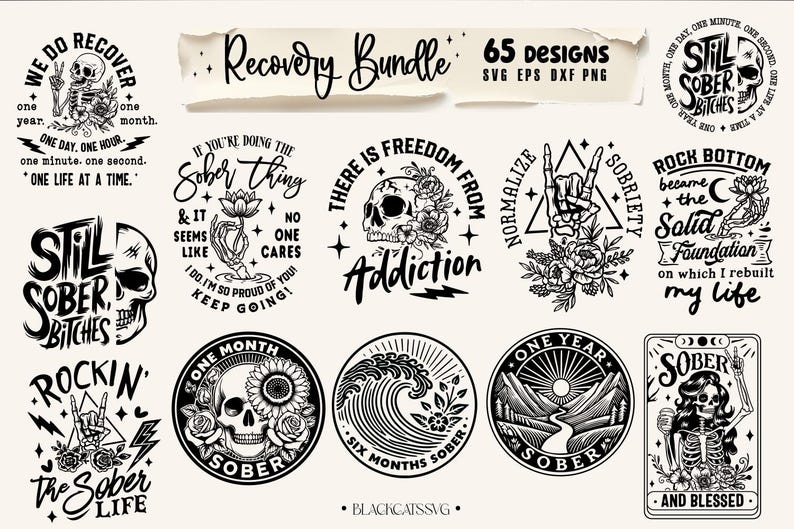 Recovery Bundle 65 Designs SVG, Sobriety Svg, Addiction Recovery Svg ...
