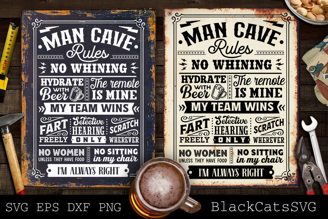 Man Cave Rules Svg, Man Cave Rules Poster SVG, Garage Svg, Dads Garage ...