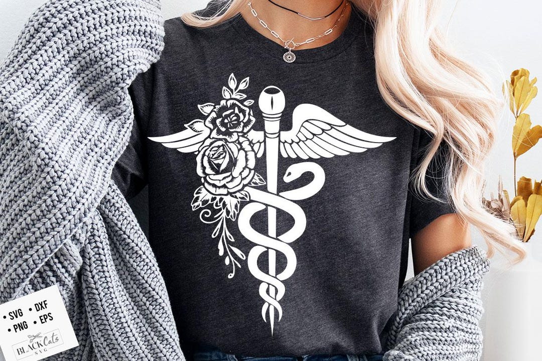 Floral Caduceus Svg, Caduceus Svg,caduceus Illustration Svg, Caduceus ...