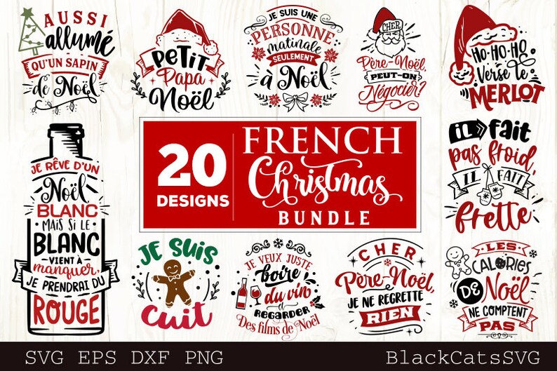 French Christmas SVG Bundle 20 Designs - Etsy