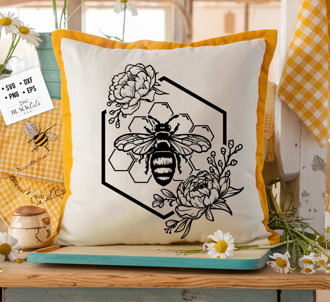 Abeja y flores svg, Abeja svg, Ilustración de abeja svg, Abeja de miel ...