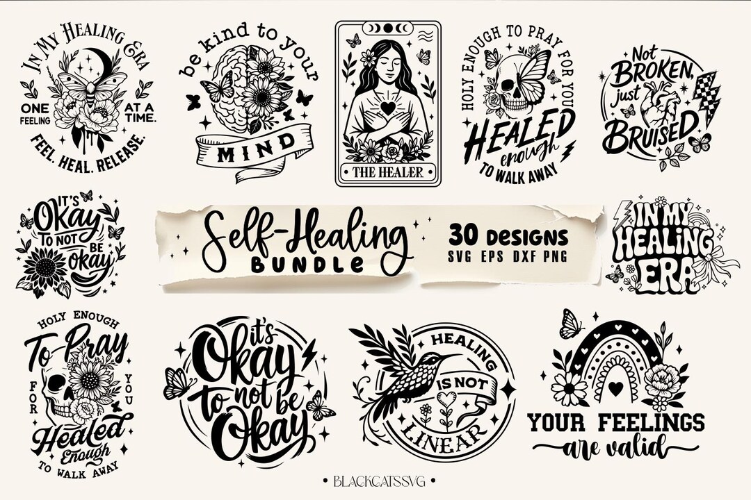 Healing Bundle 30 Designs SVG, Self Healing Svg, Mental Health Svg ...