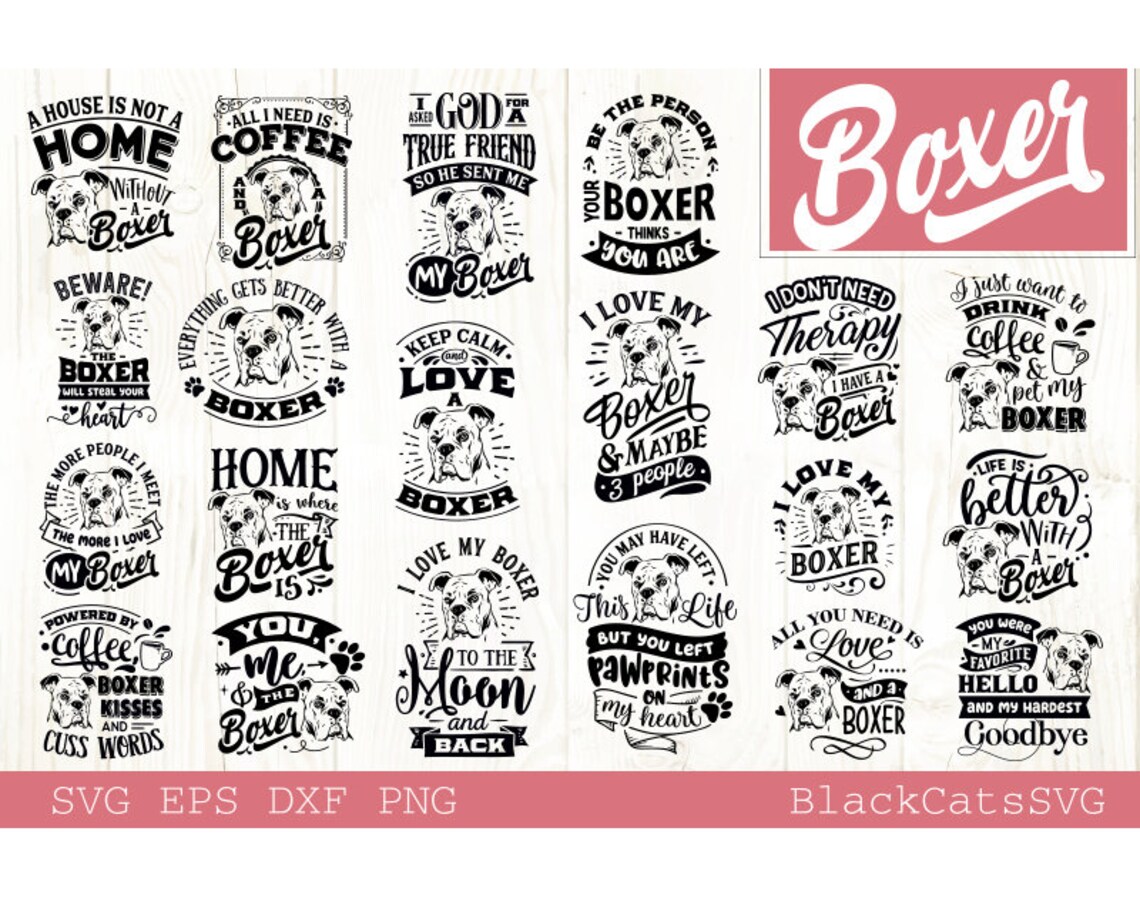 Boxer Bundle SVG 20 Designs Boxer Dog Svg I Love My Boxer - Etsy