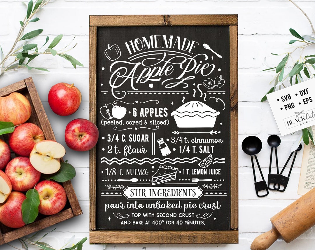 Apple Pie Recipe Svg, Homemade Apple Pie Svg, Fall Recipe Svg, Autumn ...