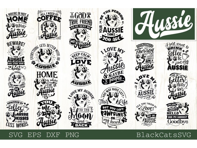 Aussie Bundle SVG 20 Designs Aussie Dog Svg I Love My Aussie - Etsy
