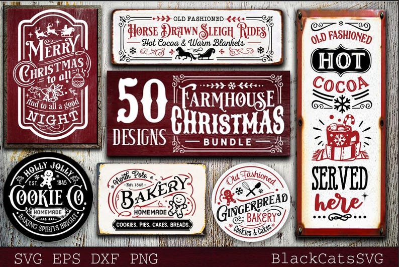 Christmas Farmhouse Bundle SVG, Christmas Farmhouse 50 Svg, Rustic ...