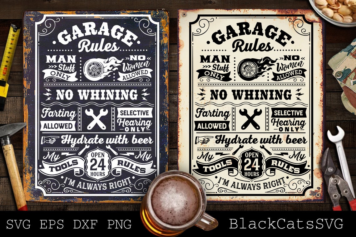 Garage Rules Svg, Garage Rules Poster Svg, Garage Svg, Dads Garage Svg ...