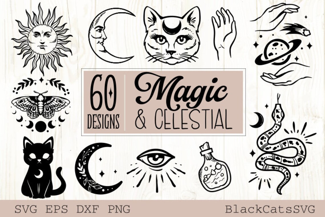 Magic and Celestial SVG Bundle 60 Designs - Etsy