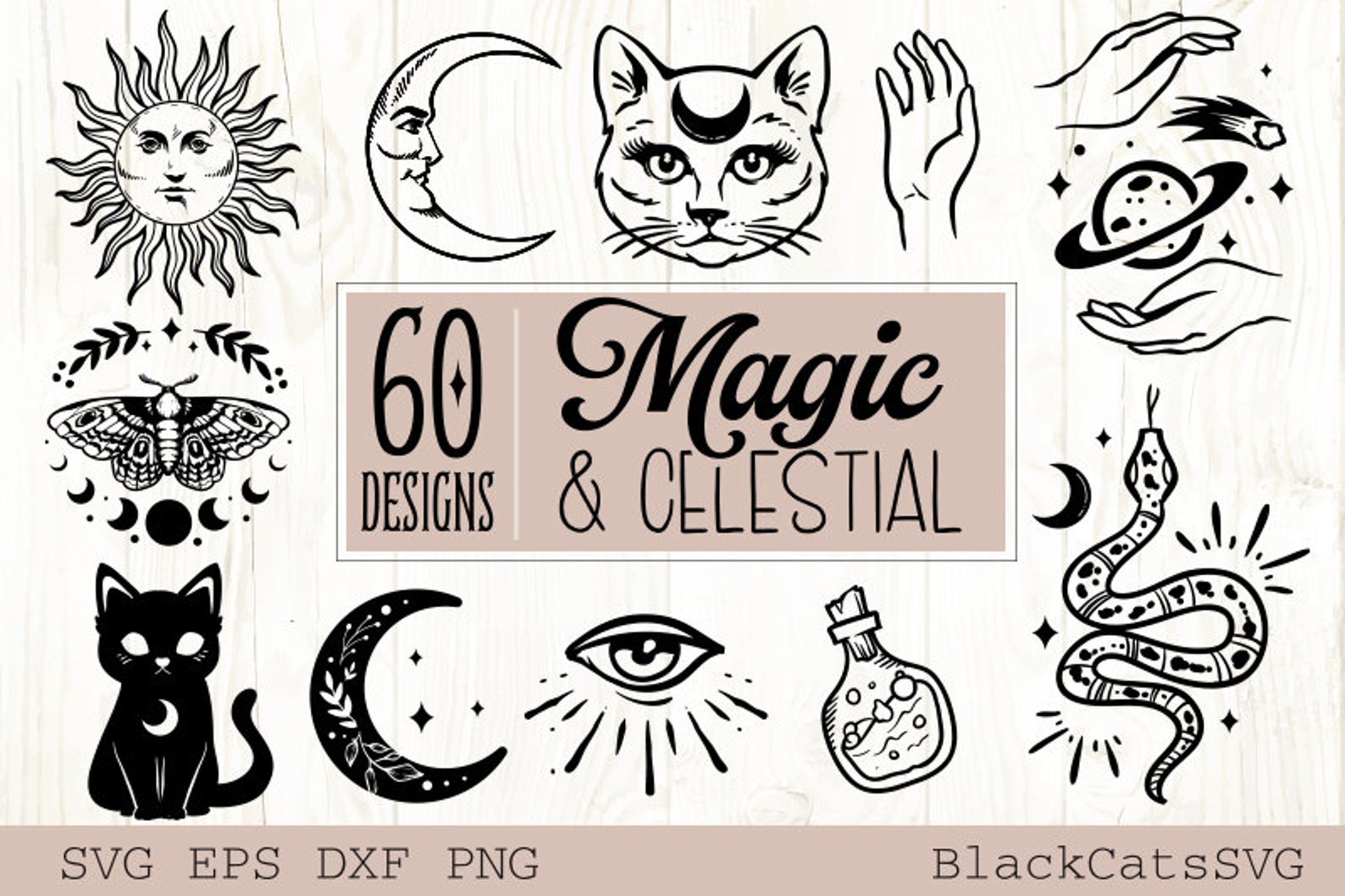 Magic and Celestial SVG Bundle 60 Designs - Etsy