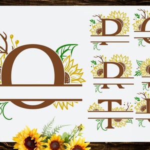 Sunflower Split Font Monogram SVG - Etsy
