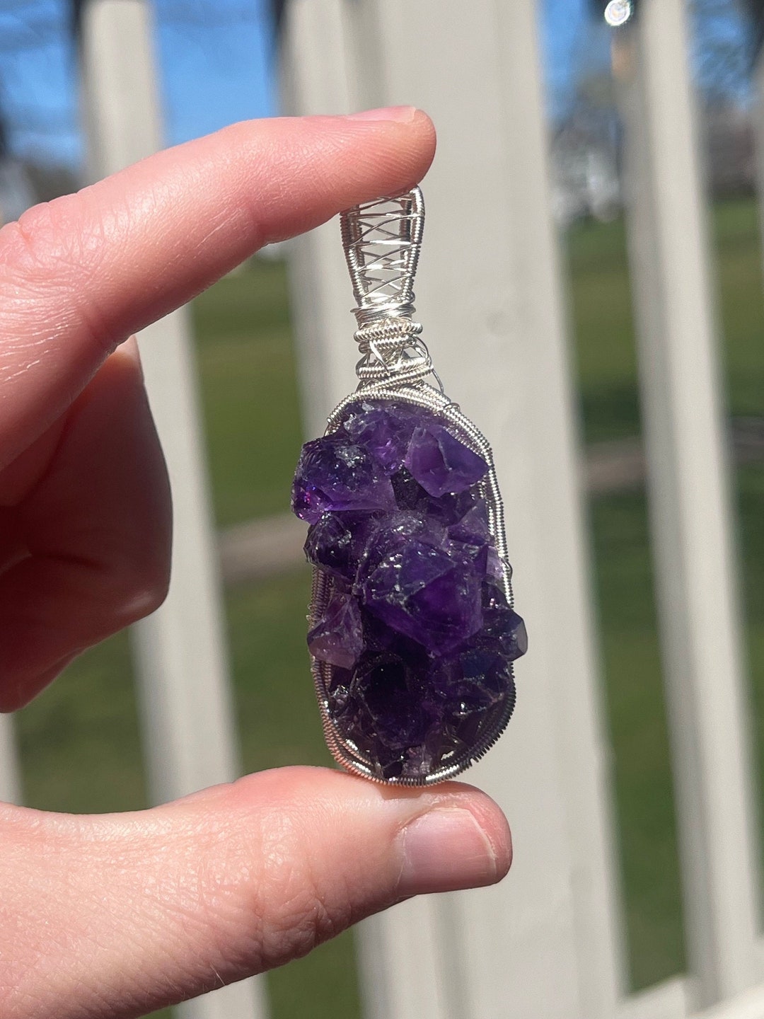 Raw Amethyst Wire Wrap Pendant, Wire Wrapped Amethyst, Large Amethyst ...
