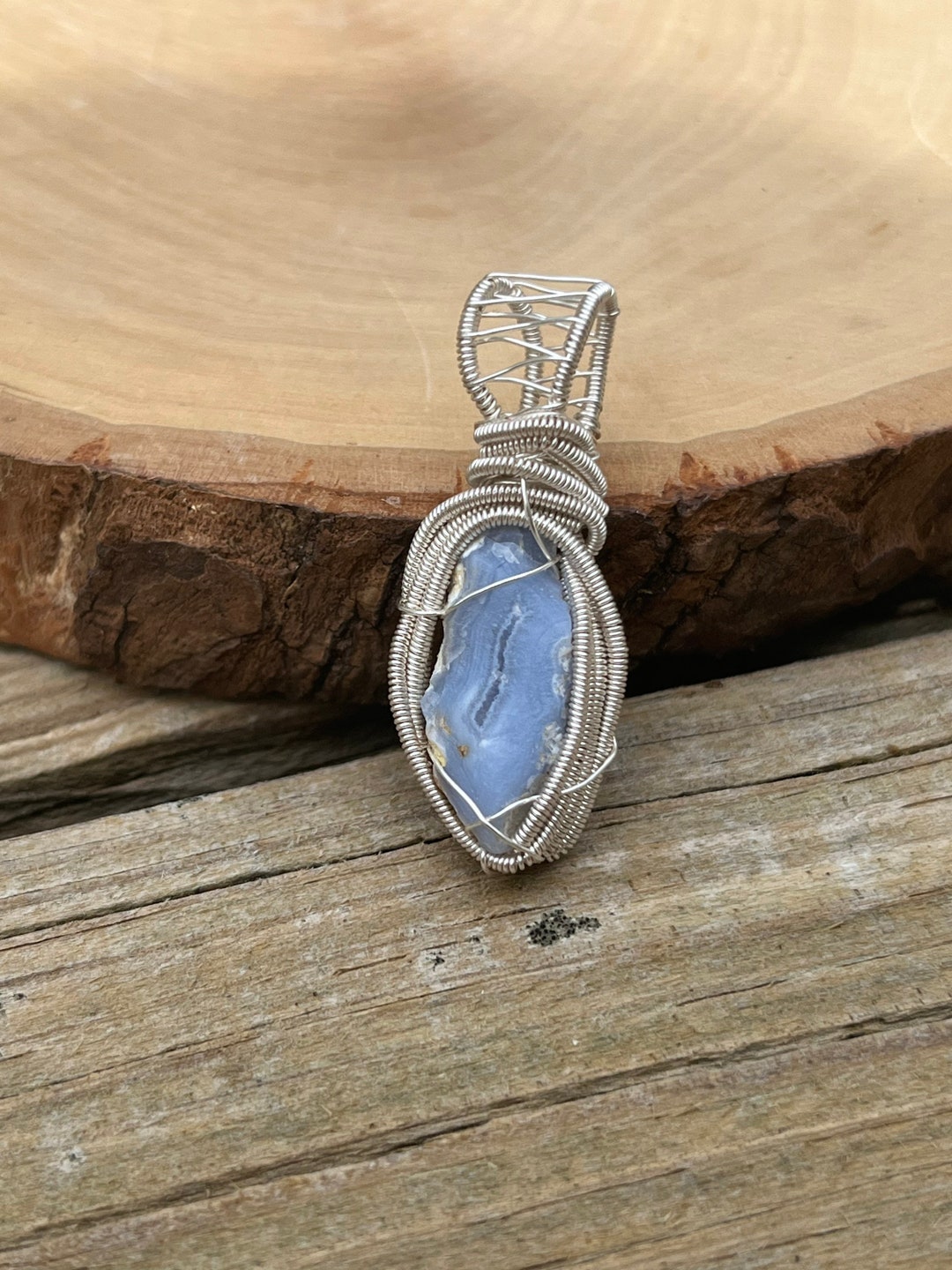 Raw Blue Lace Agate Wire Wrap, Wire Wrapped Blue Lace Agate, Blue Lace ...