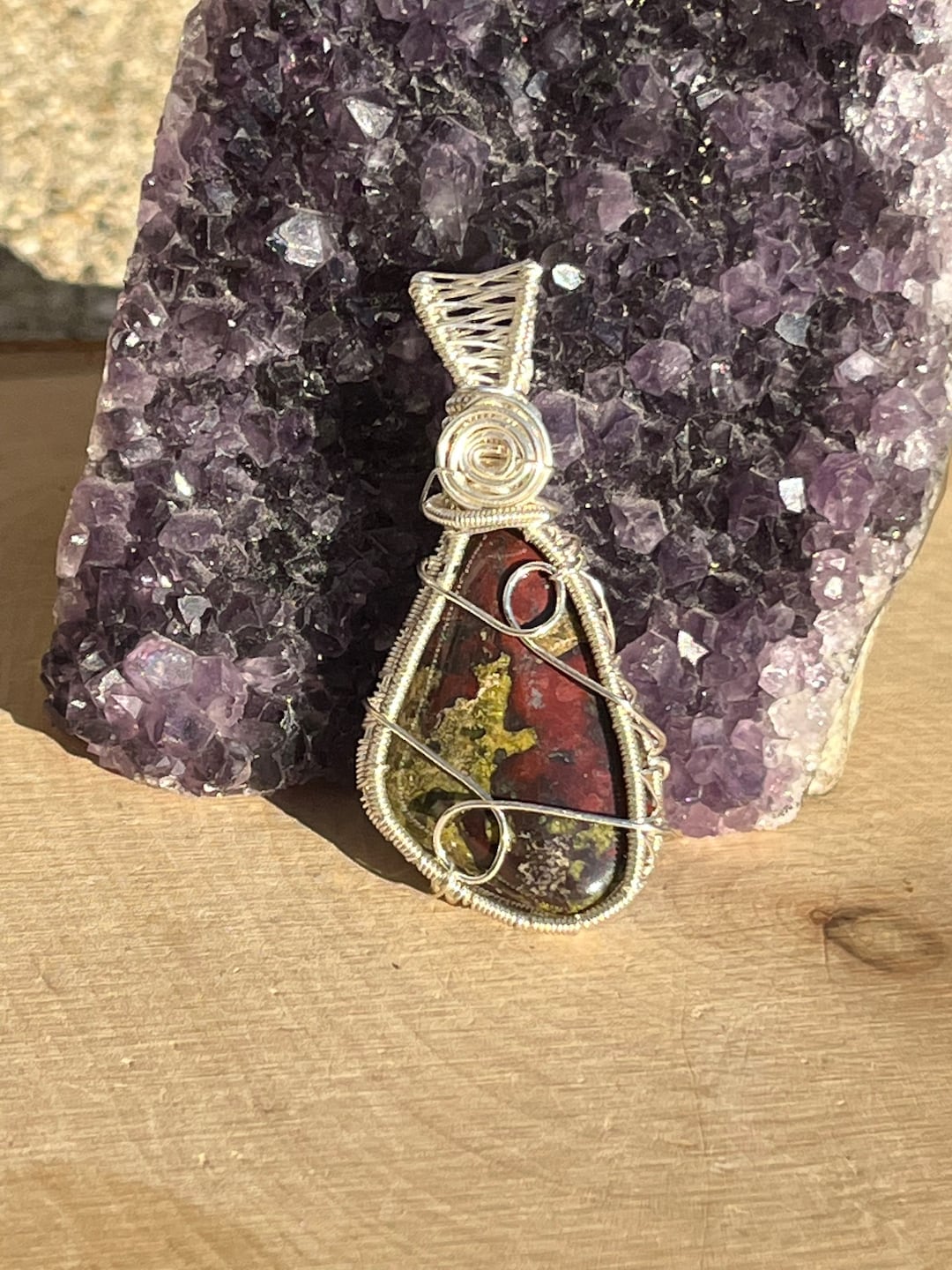 Dragon Blood Jasper Wire Wrap Pendant, Wire Wrapped Jasper, Dragons ...