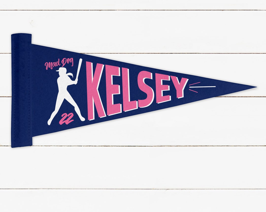 Custom Softball Batter Felt Pennant: Personalized Team Colors - Etsy