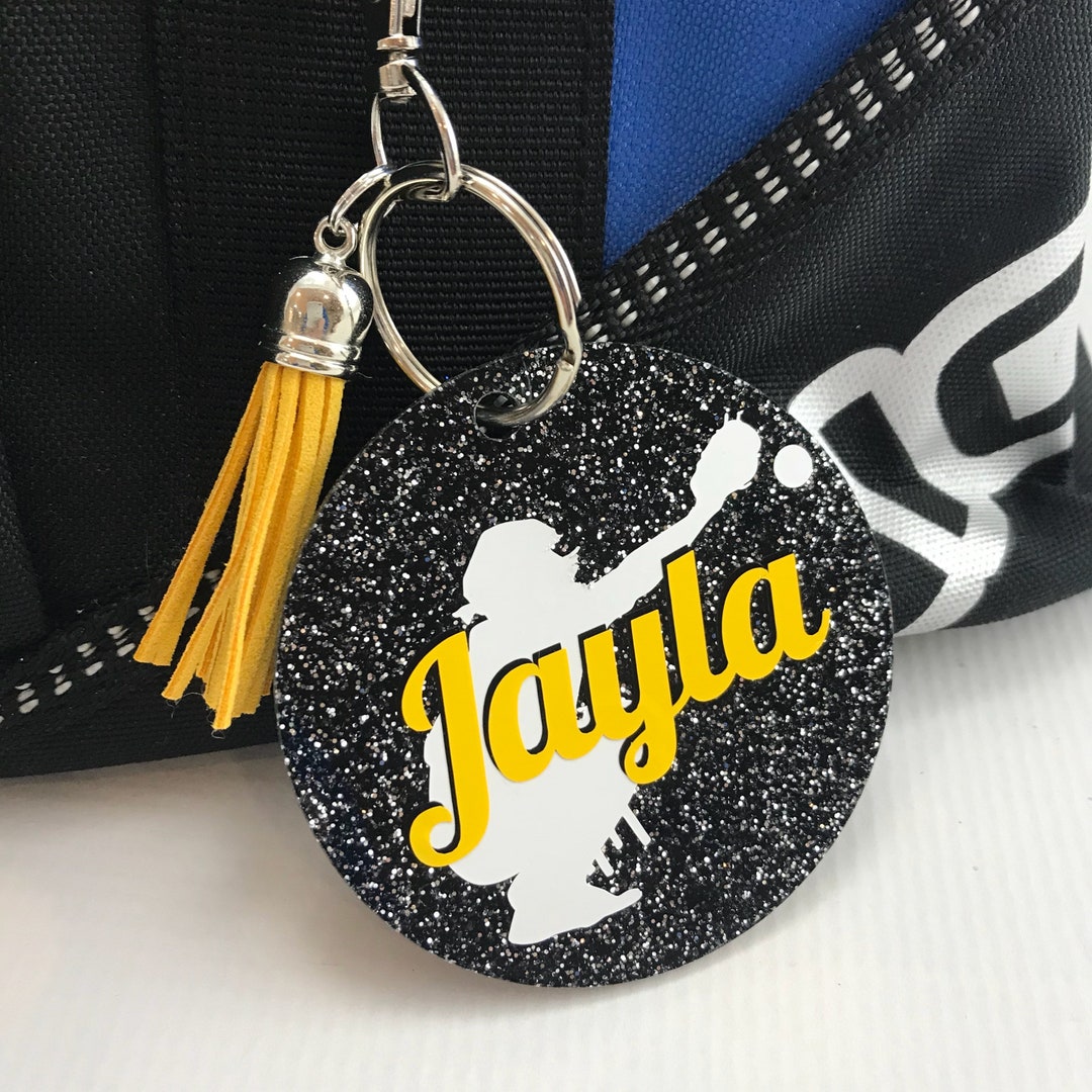 Personalized Softball Catcher Glitter Bag Tag - Etsy
