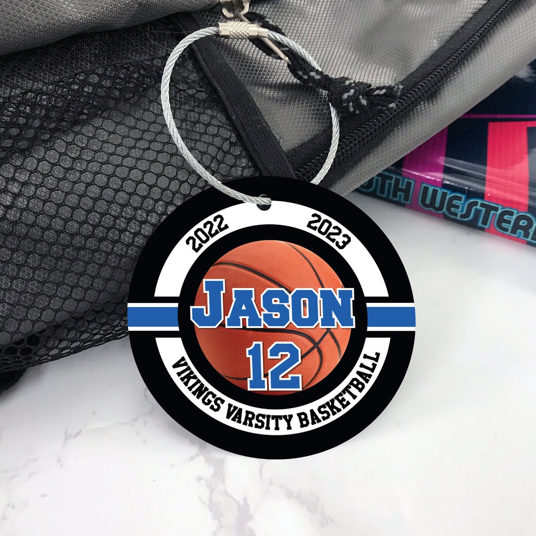 Personalized Basketball Aluminum Bag Tag With Photo Ball Design - Etsy