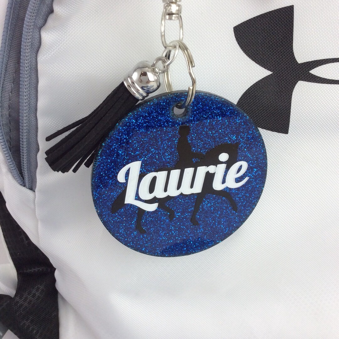 Dressage Equestrian Rider, Glitter Bag Tag, Personalized Bag Tag ...