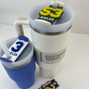Jersey Number Tumbler Topper, Personalized, Fits Stanley Tumblers 20oz ...