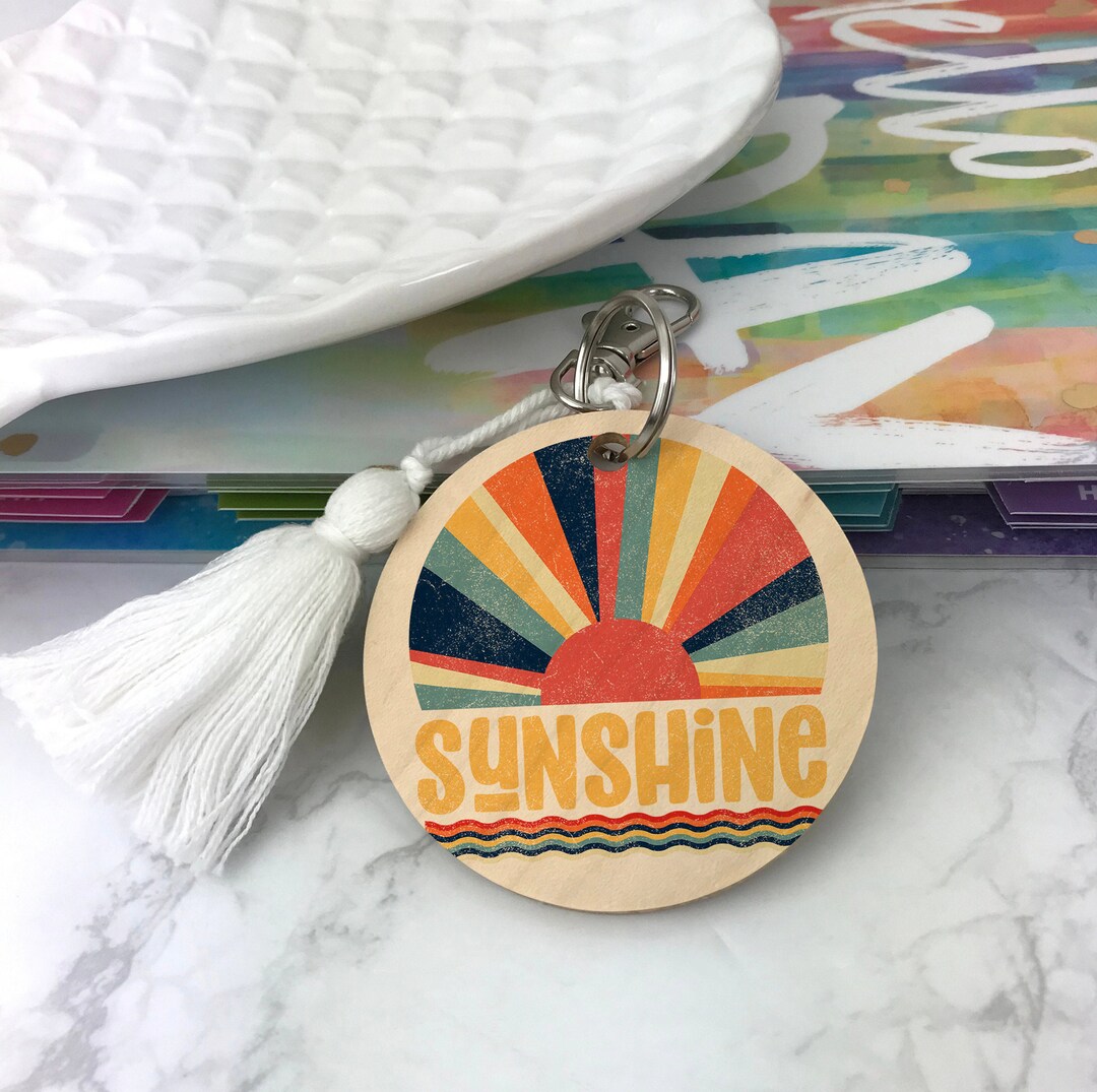 Sunshine Bag Tag, Watercolor on Wood Bag Tag, Personalized, Monogram ...