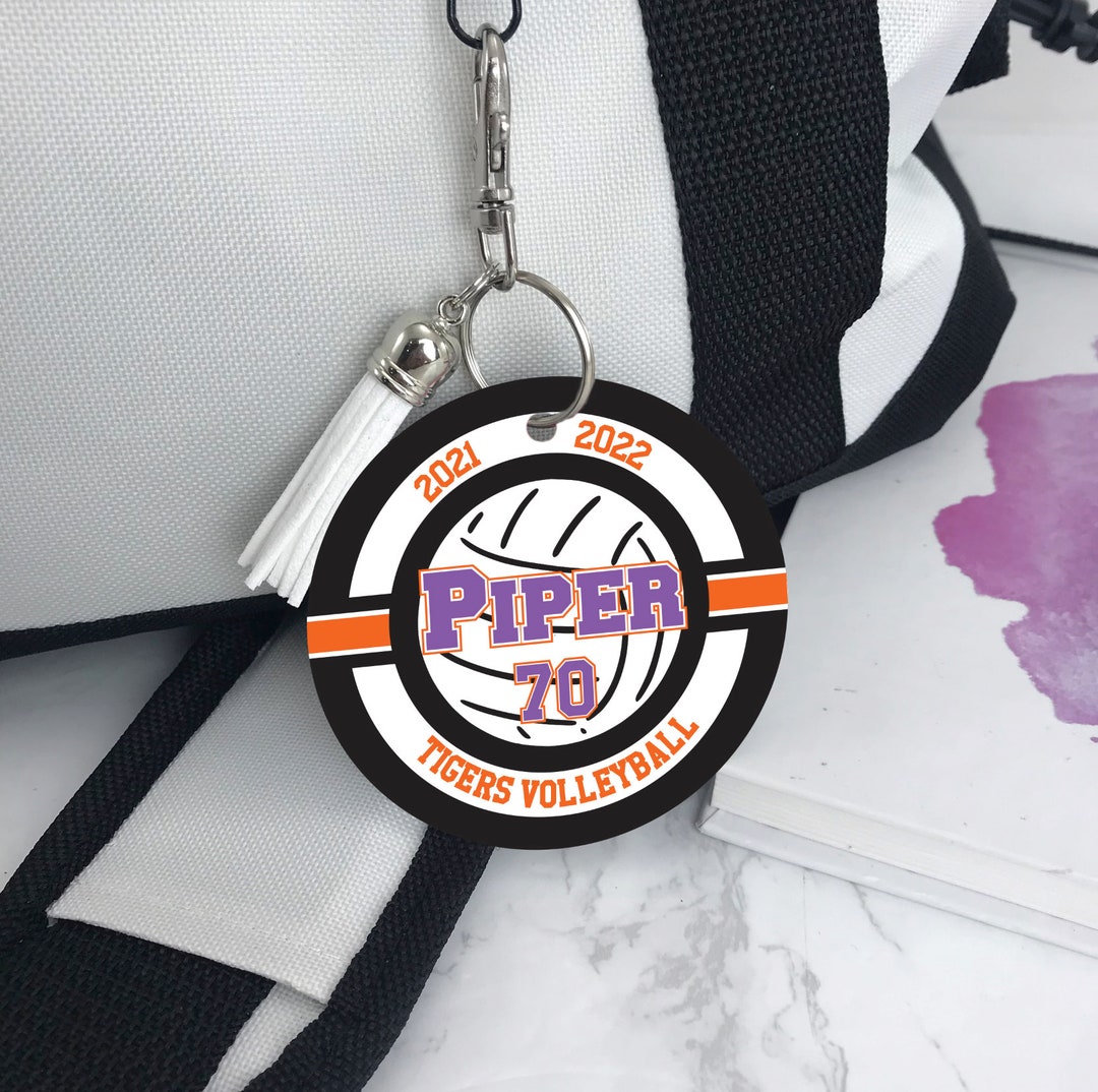 Volleyball Bag Tag, Aluminum Decorated Both Sides, Collegiate Graphic ...