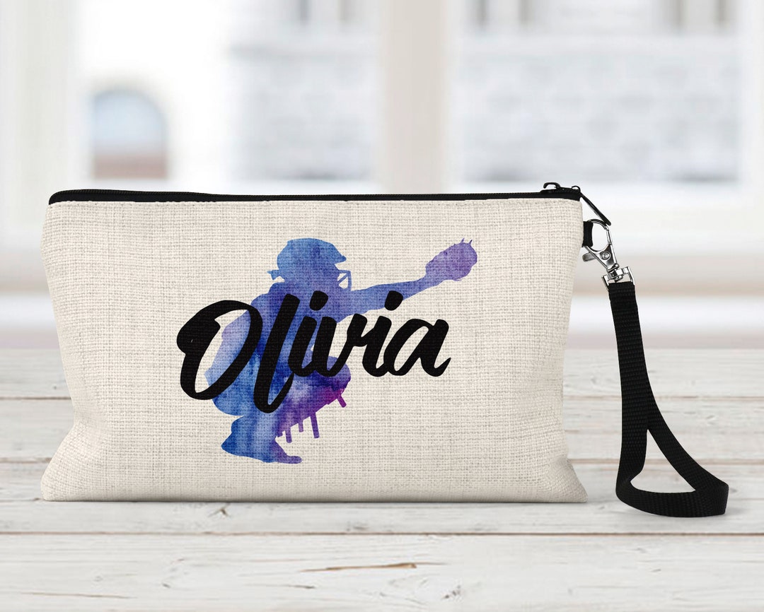 Personalized Softball Catcher Linen Makeup Bag - Zipper Pouch - Etsy