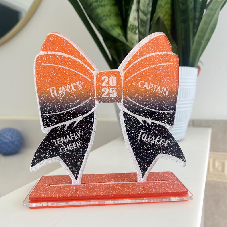 Cheerleader Bow Award, Trophy, Recognition Gift, Personalized With ...