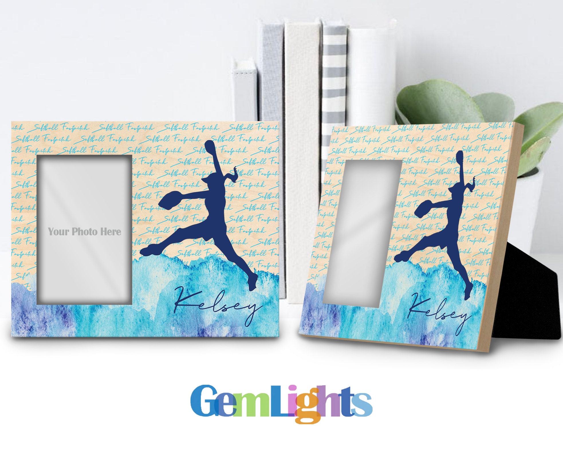 Softball Pitcher Frame Personalized Holds 4x6 Photo Light | Etsy