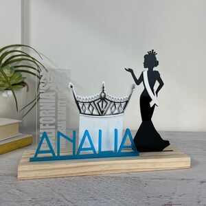 Pageant Girl With Crown and Sash Grandstand, Personalized Pageant Gift ...