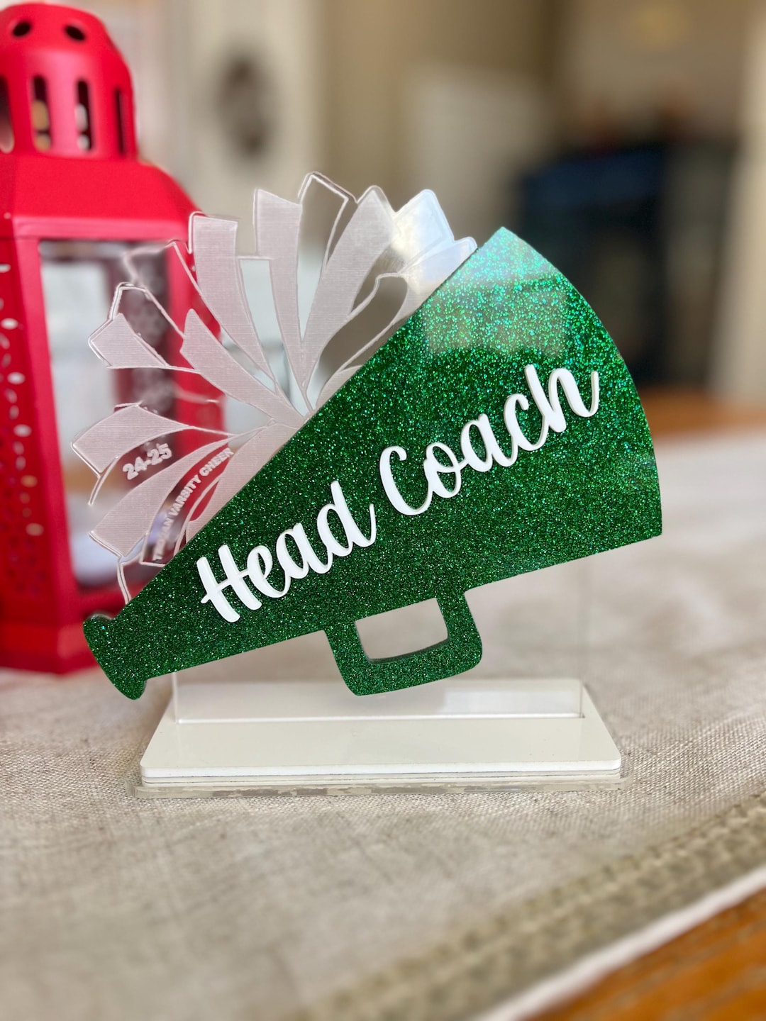 Cheerleader Pom and Megaphone Custom Award, Trophy, Recognition Gift ...