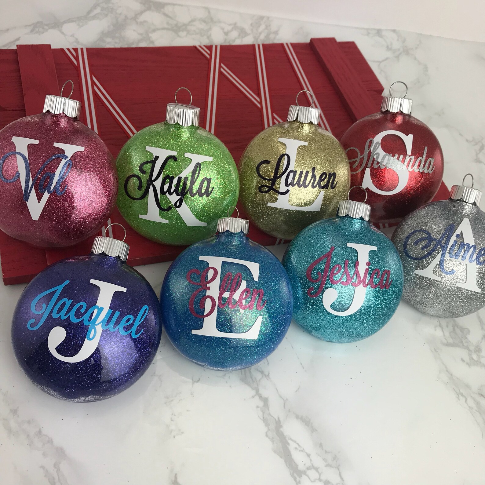 Personalized Glitter Ornaments With Fancy Script Names - Etsy Canada