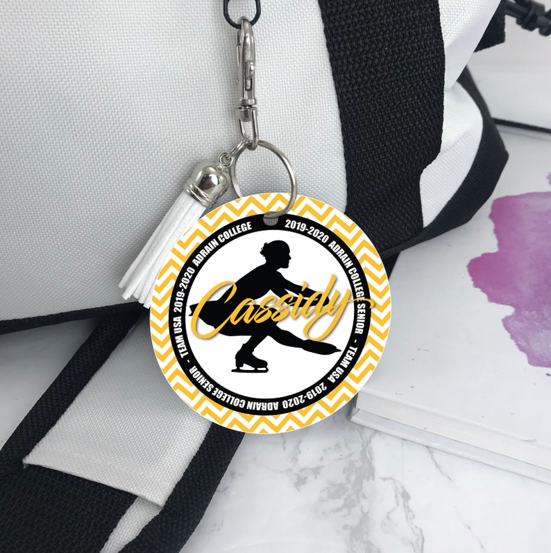 Figure Skating Bag Tag Aluminum Two Sided Bag Tag Sit Spin | Etsy