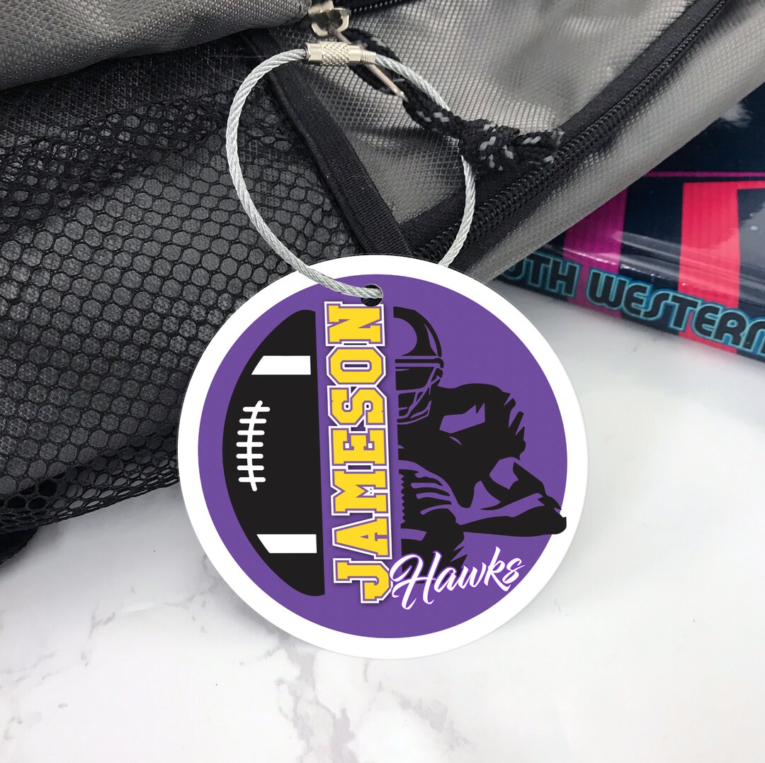 Personalized Football Bag Tag: Custom Team Colors, Aluminum - Etsy