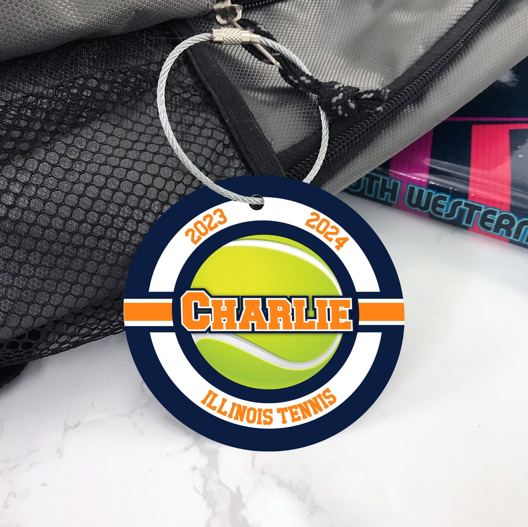 Tennis Ball Bag Tag, Aluminum Bag Tag, Tennis Gifts, School Colors ...