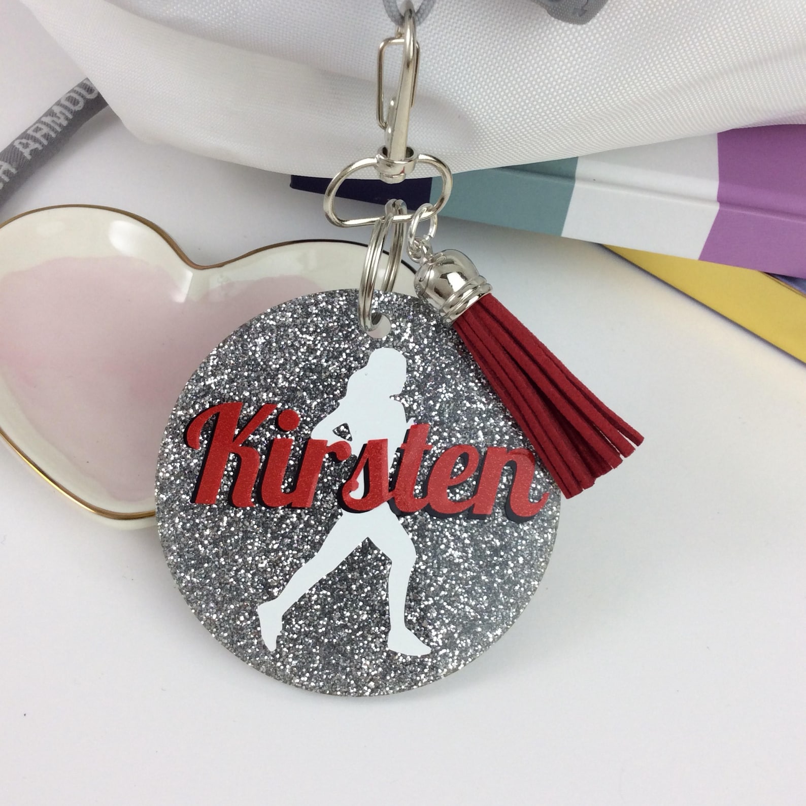 Runner Girl Glitter Bag Tag Personalized Bag Tag Track Amd | Etsy