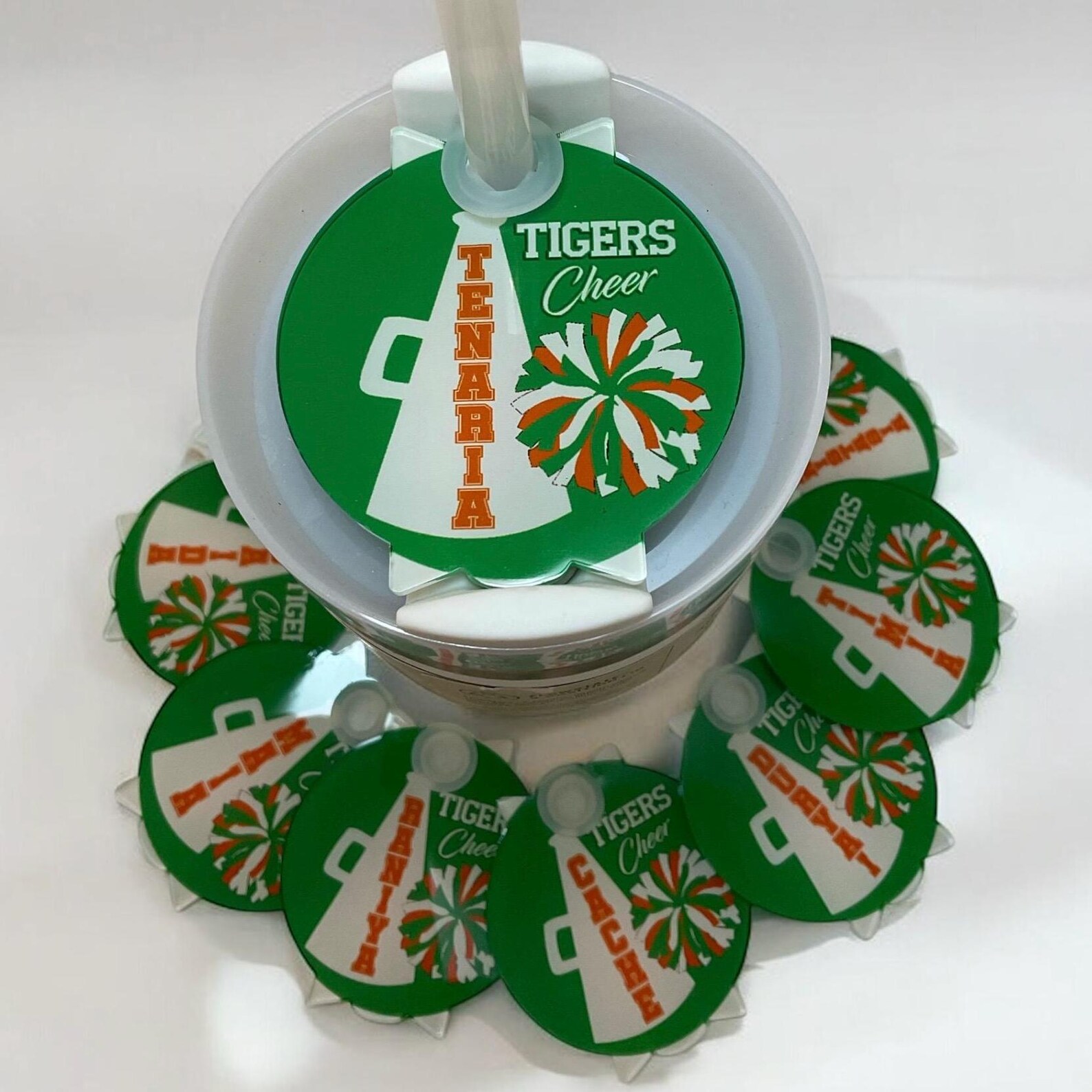 Cheerleader Megaphone and Poms Tumbler Topper, Personalized, Fits ...