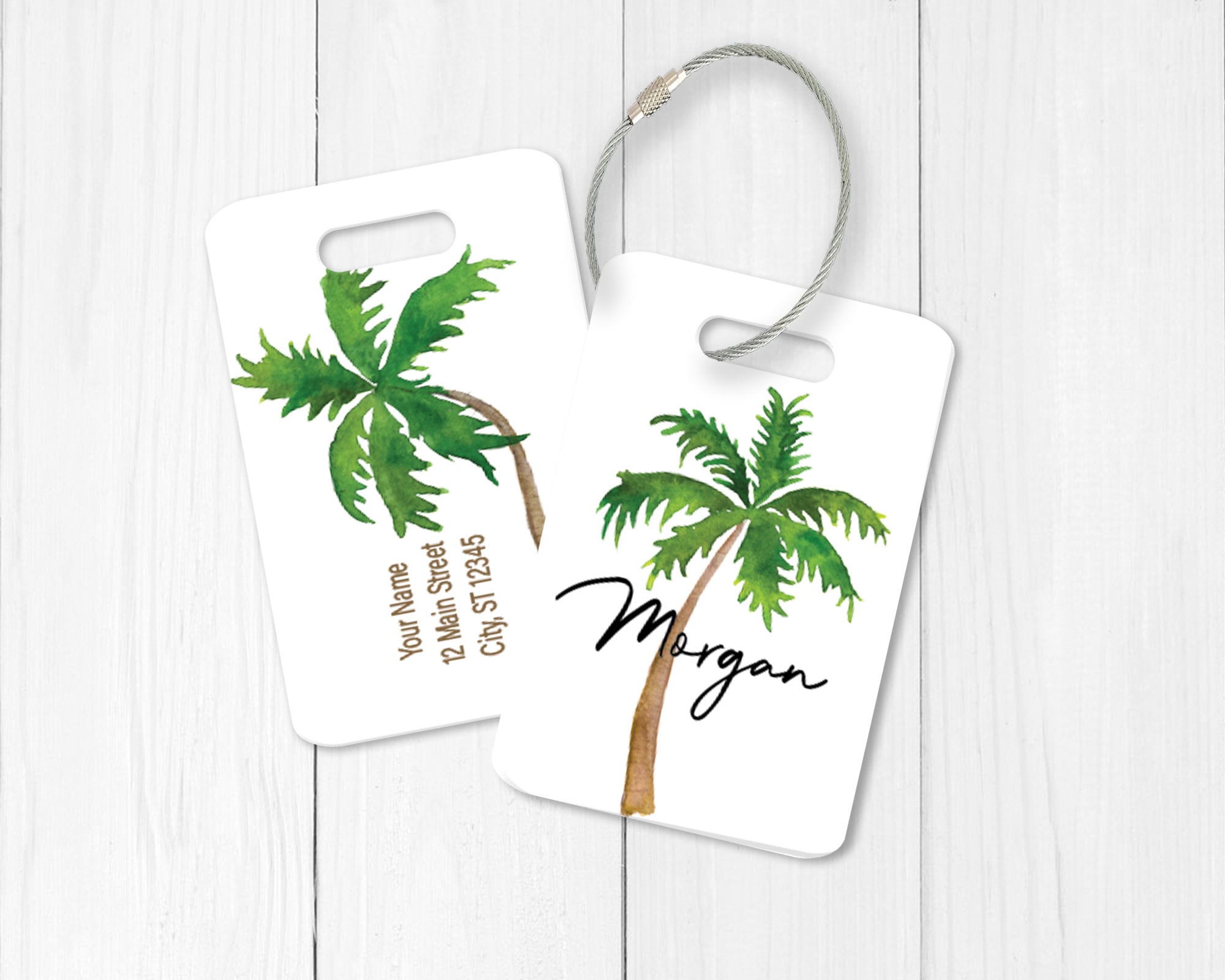 Palm Tree Luggage Tag, Personalized With Your Name, Tropical Accessory ...