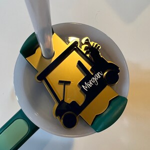 Golfer, Golf Cart Tumbler Topper, Personalized, Fits Stanley Tumblers ...