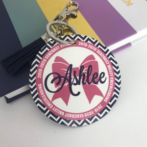 Cheerleader Cheer Bow Bag Tag, Aluminum Bag Tag, Cheerleading Gifts ...