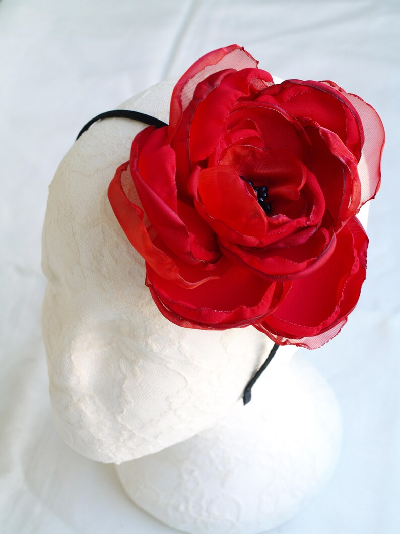 Large Red Flower Fascinator Red Rose Head Piece Flower - Etsy UK