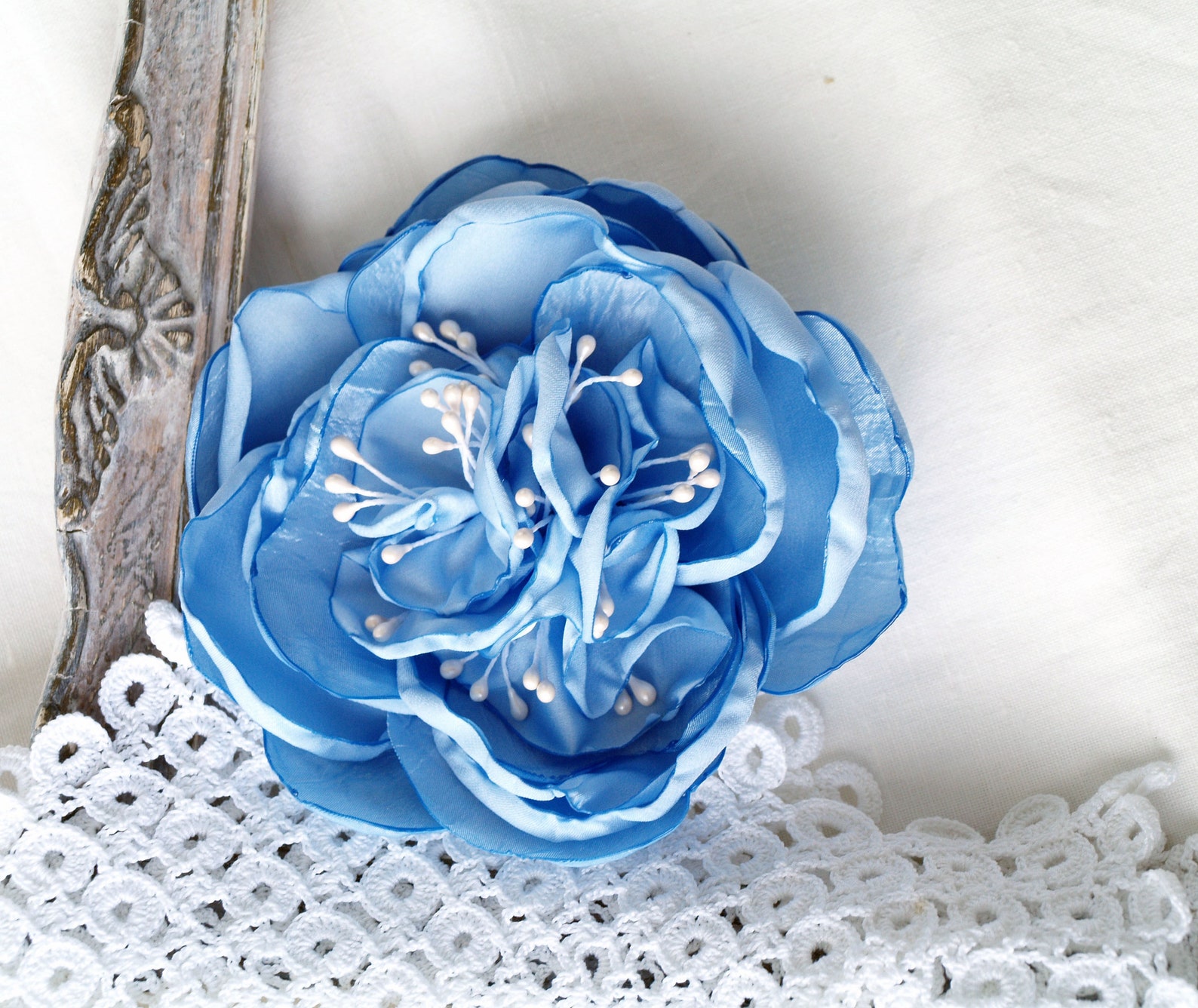 Light Blue Flower Brooch Blue Flower Hair Accessory | Etsy